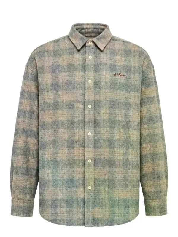 MC2 SAINT BARTH X Peanuts Lully Wool-blend Flannel Shirt With Snoopy Embroidery - Grey