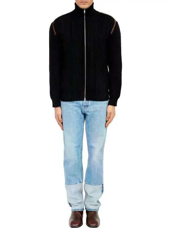 MAISON MARGIELA Ribbed-knit Panelled Jacket - Black