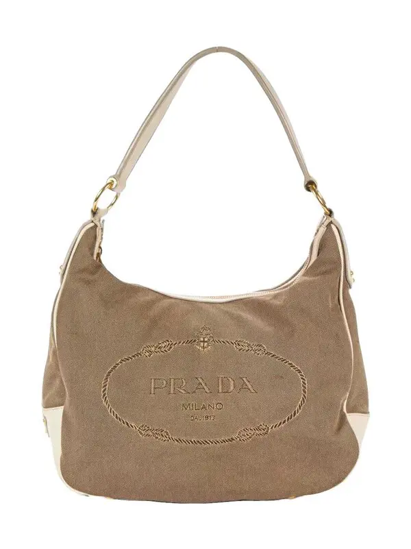 Prada Jacquard Canvas Shoulder Bag - Brown
