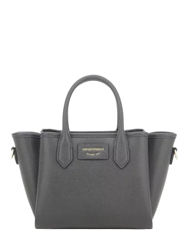 Emporio Armani Medium Logo-plaque Pebbled Tote Bag - Grey