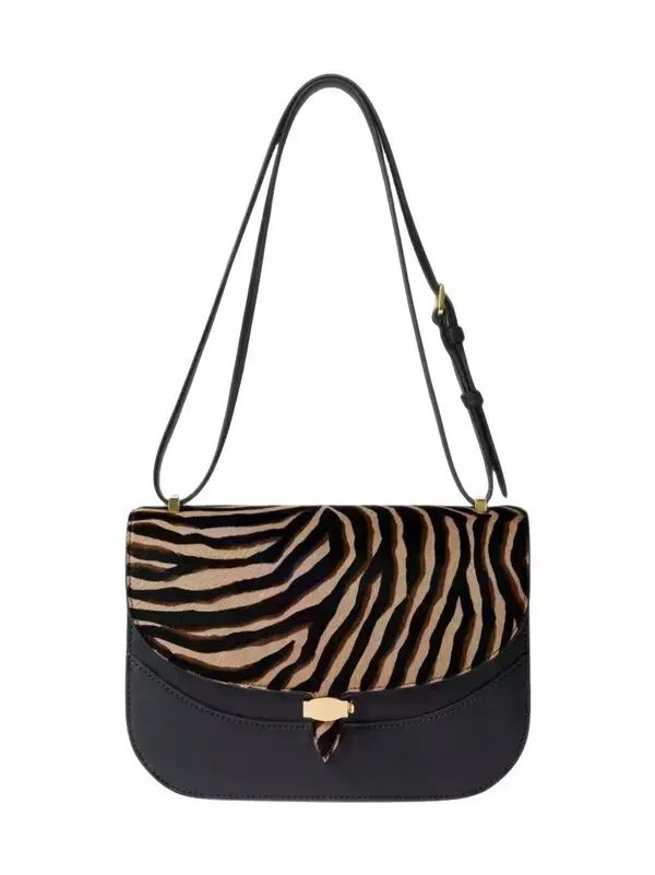 Veronica Beard Ziger Dash Zebra-print Shoulder Bag - Black