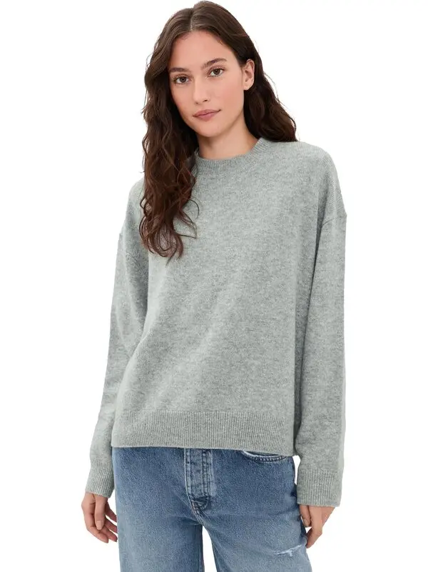 ANINE BING Lee Crew Cashmere Sweater - Medium Heather Grey
