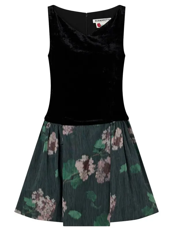 Bernadette Yael Pleated Floral-print Velvet And Taffeta Mini Dress - Multi