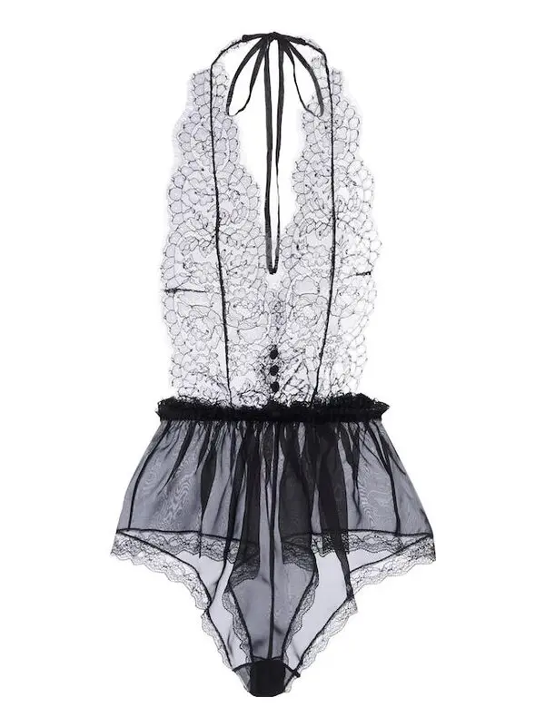 Dolce & Gabbana Sheer Silk And Cotton-blend Lace Bodysuit - Black