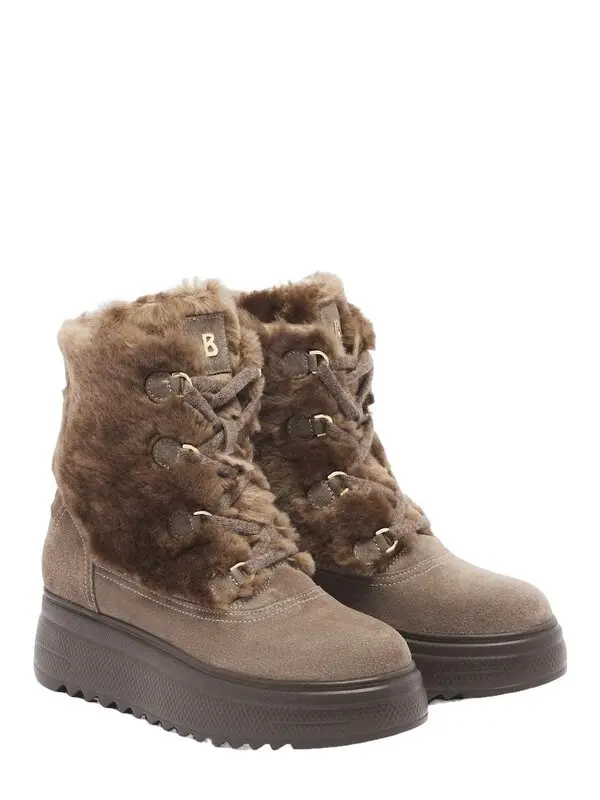 Bogner Stockholm Suede And Shearling Lace-up Boots - Brown