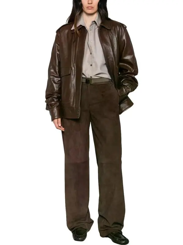 Antonelli Firenze Suede Wide-leg Trousers - Brown