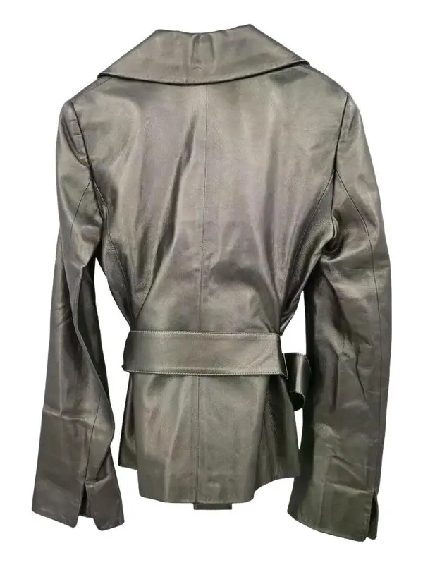 Loewe Belted Leather Jacket - Grey