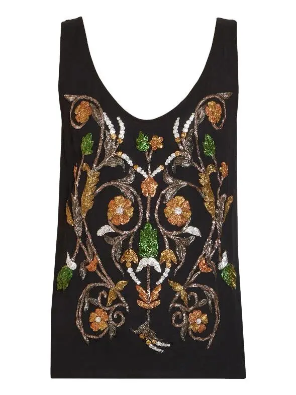 Dries Van Noten Croppy Embellished Top - Black
