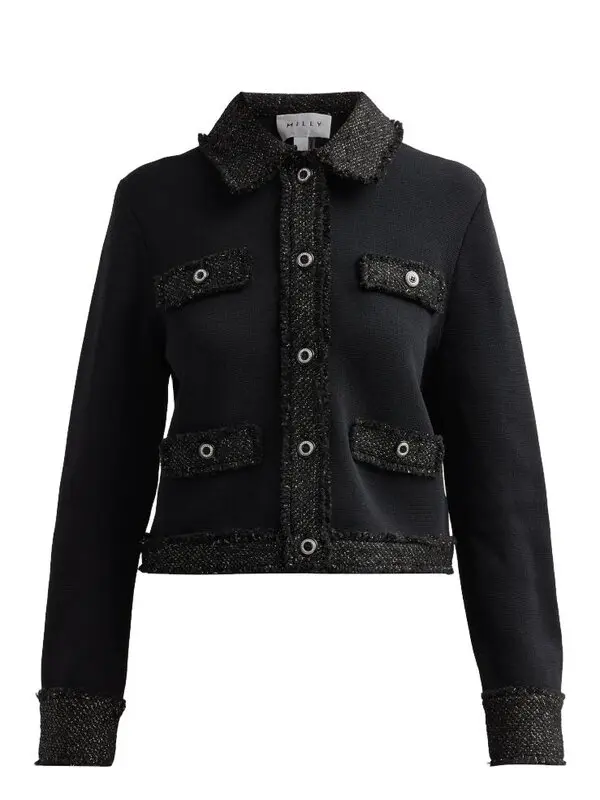 MILLY Rhea Cardigan Jacket - Black