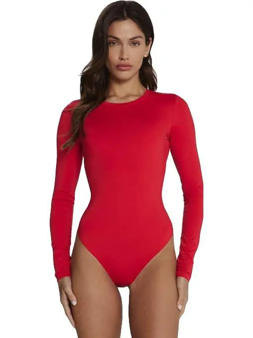 7 Diamonds Sleek Long Sleeve Bodysuit - Ruby Red
