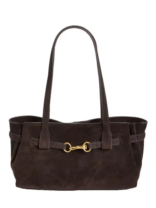 Mango Chus Suede Shoulder Bag - Chocolate