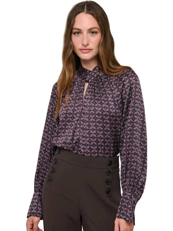 DEA KUDIBAL Madelainedea Silk Tie Neck Blouse - Eclipse Moonlight