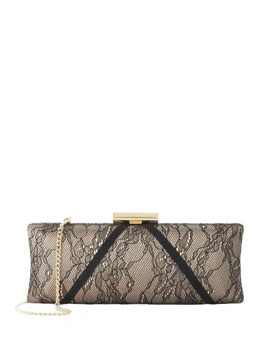 Dune London Becoming Lace Clutch - Black