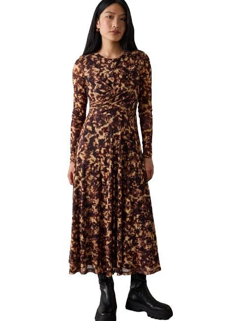 Whistles Abstract Mesh Midi Dress - Brwn/multi