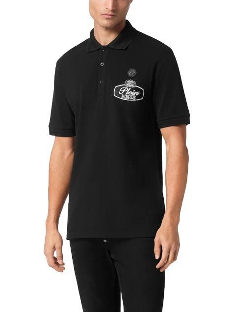 Philipp Plein Pique Polo Shirt Ss Slim Fit Racing Club - Black