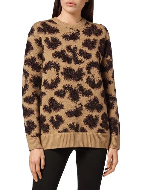 Philipp Plein Pullover Round Neck Ss Jacquard Lurex - Leopard