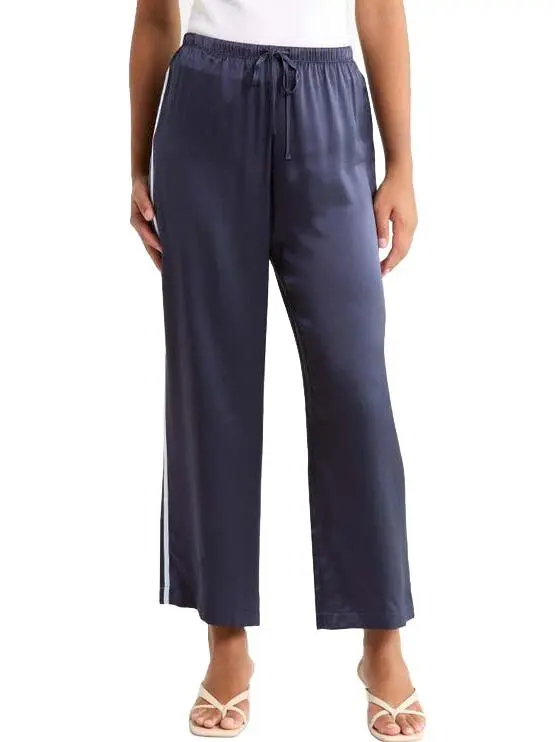 Donni. Silk Stripe Crop Pants - Navycloud