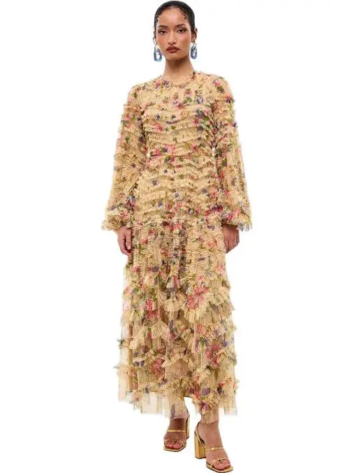 MARYISA Modest Floral Ruffle Dress - Multicolour