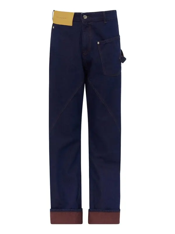 JW Anderson Turn Up Twisted Workwear Jeans - Multicolor