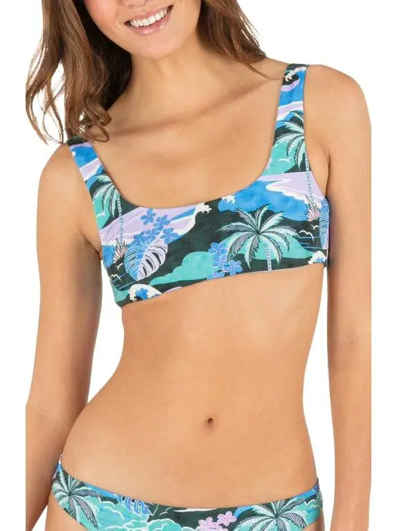Hurley Seven Seas Reversible Bikini Top - Teal/multi