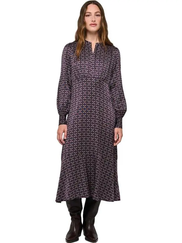 DEA KUDIBAL Rudydea Draped Silk Geometric Midi Dress - Eclipse Moonlight