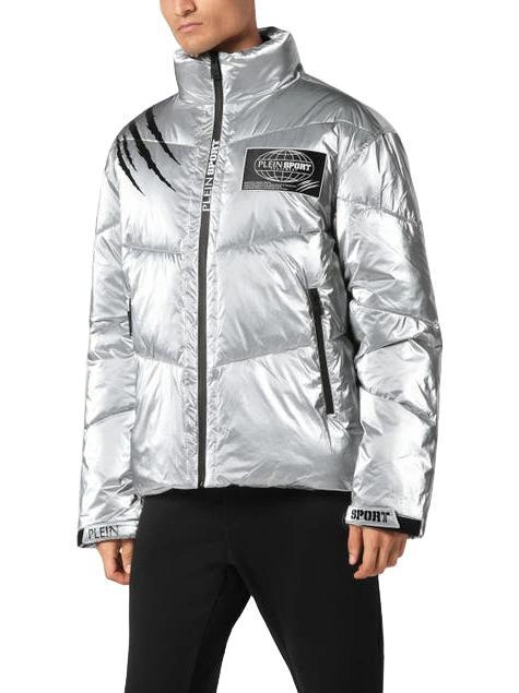 PLEIN SPORT Nylon Crease Puffer Jacket - Silver