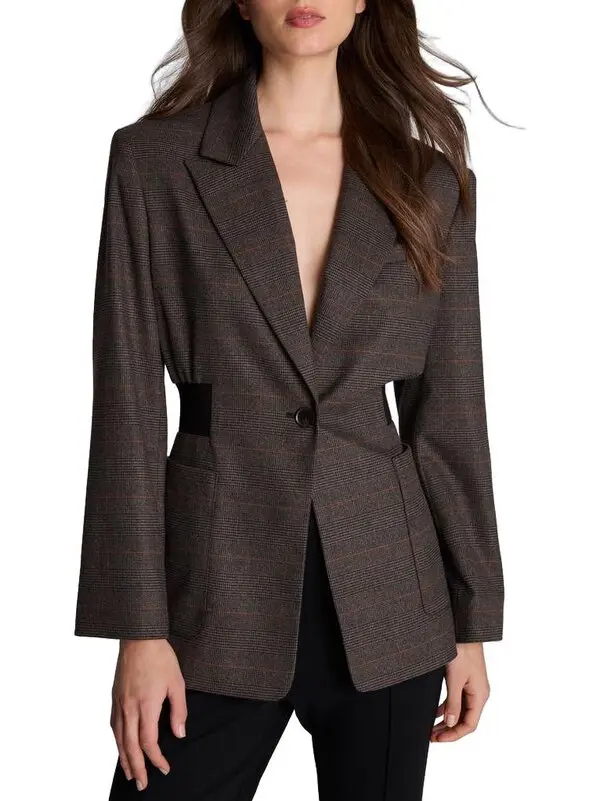 KENNETH COLE Ribbed Waisted Blazer - Medium Bark Multi