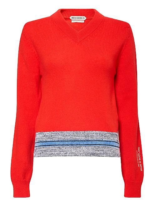JW Anderson V-neck Contrast-trim Wool Jumper - Red