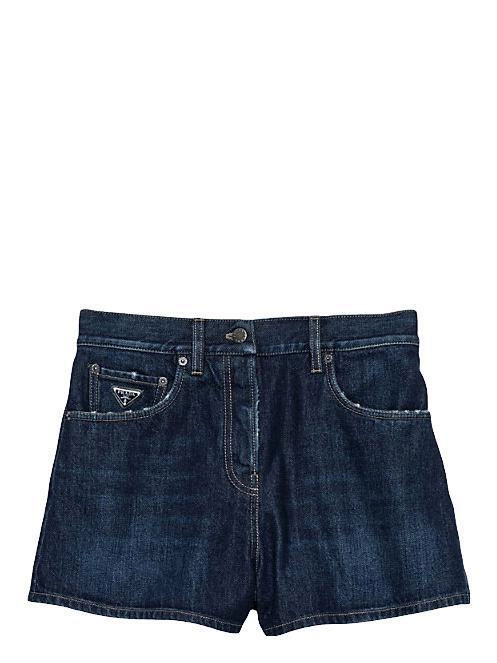Prada Wide-leg Mid-rise Denim Shorts - Blue