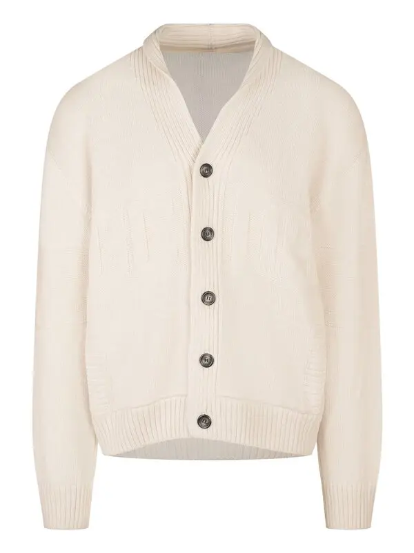Gcds Logo Cardigan - Bone/bone