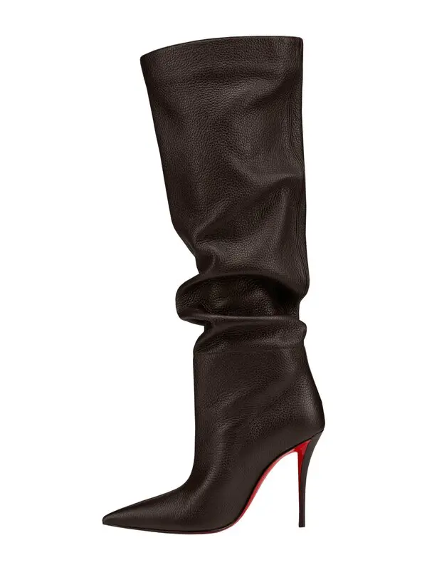 CHRISTIAN LOUBOUTIN Zependris Deer Leather Stiletto Boots With Everlasting Red Sole - Brown