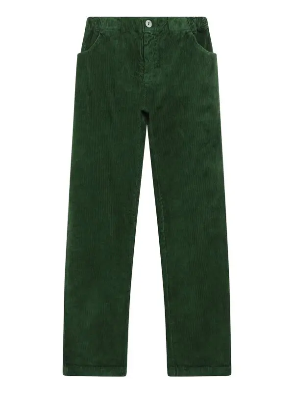 MARIELLA FERRARI Cotton Corduroy Straight-leg Trousers With Elastic Back Waist And Patch Pockets - Green