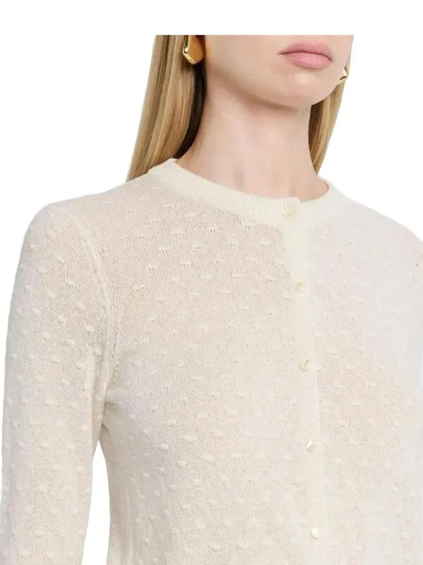 Autumn Cashmere Dotted Silk Knit Cardigan - Muslin