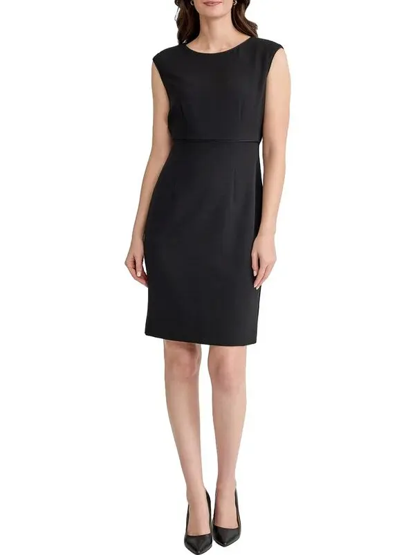 KASPER Piping Detail Sheath Dress - Black