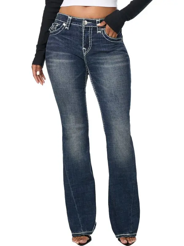 True Religion Joey Mid Rise Flare Jeans - True Bond