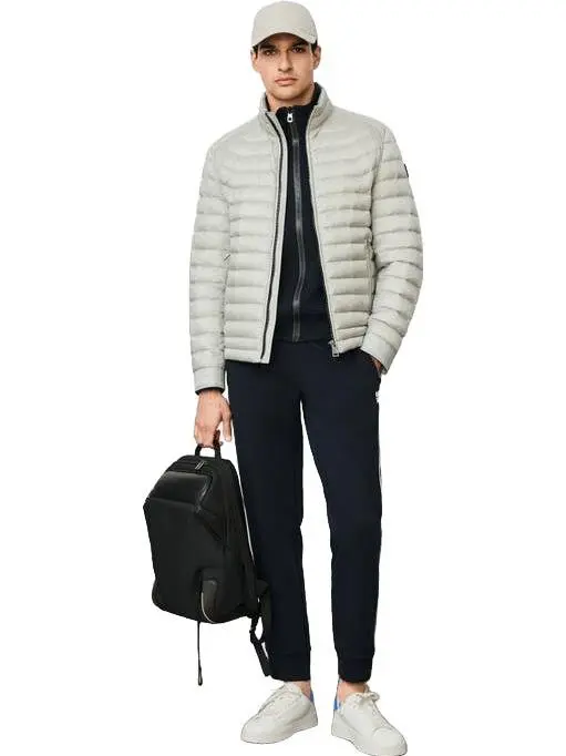 LUFIAN Quilted Goose Down Puffer Jacket - Light Grey