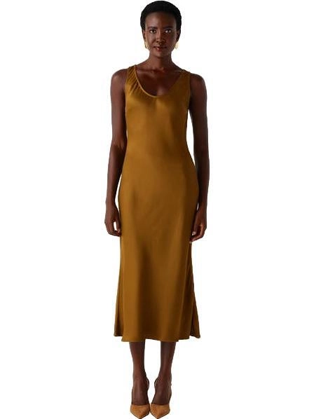 GHOST LONDON Palm Satin Sleeveless Slip Midi Dress - Moss
