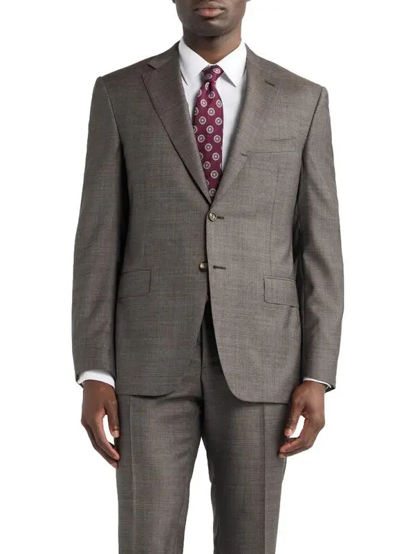 Canali Siena Regular Fit Mélange Wool Suit - Brown