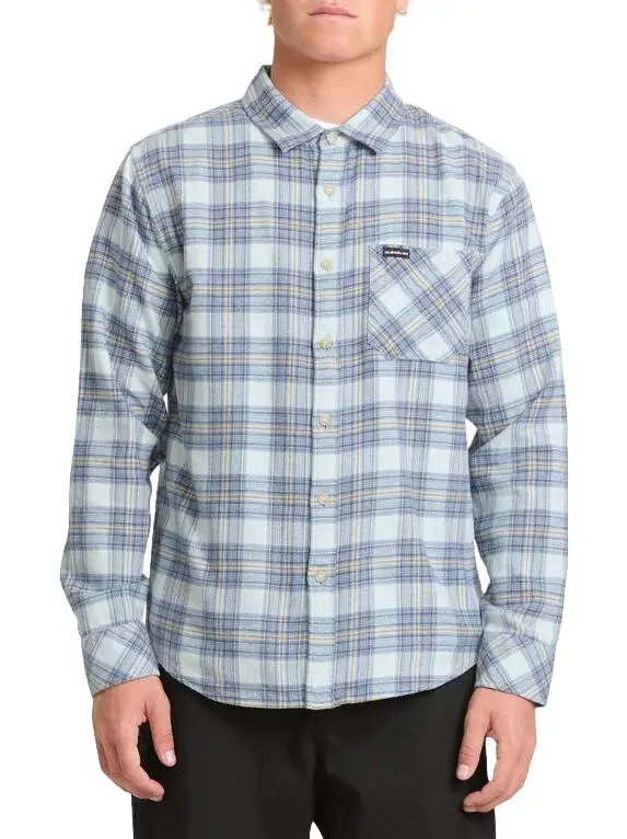 Quiksilver Rialto Plaid Cotton Flannel Button-up Shirt - Ice Flow
