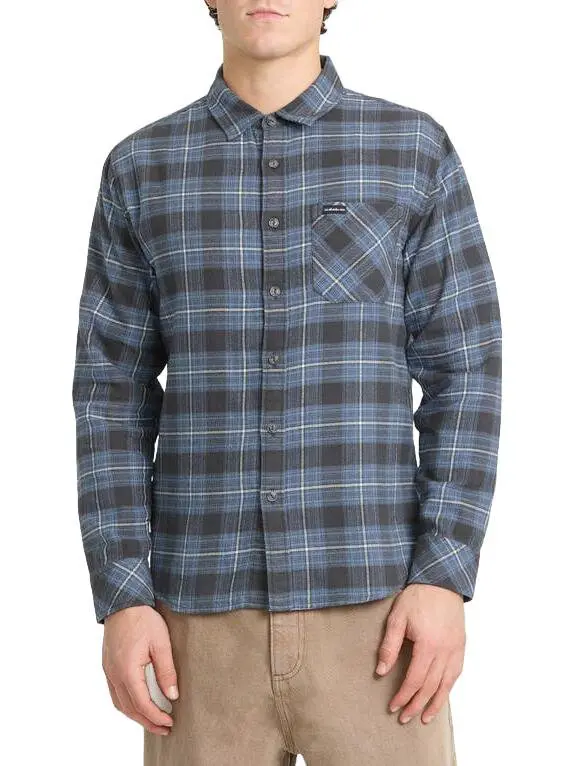 Quiksilver Rialto Plaid Cotton Flannel Button-up Shirt - Phantom