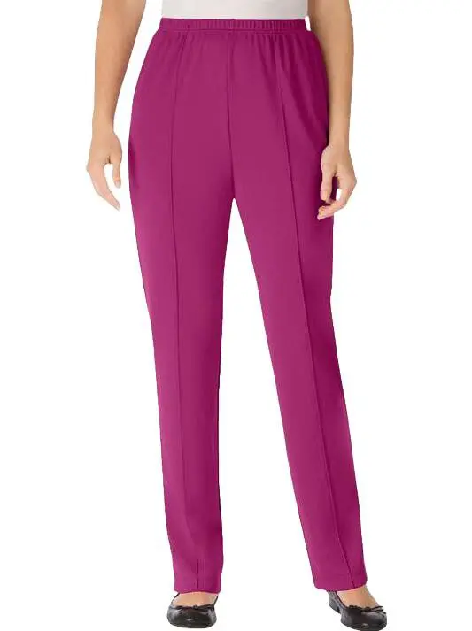 WOMAN WITHIN Knit Hassle Free Pull On Elastic Waist Pants - Raspberry