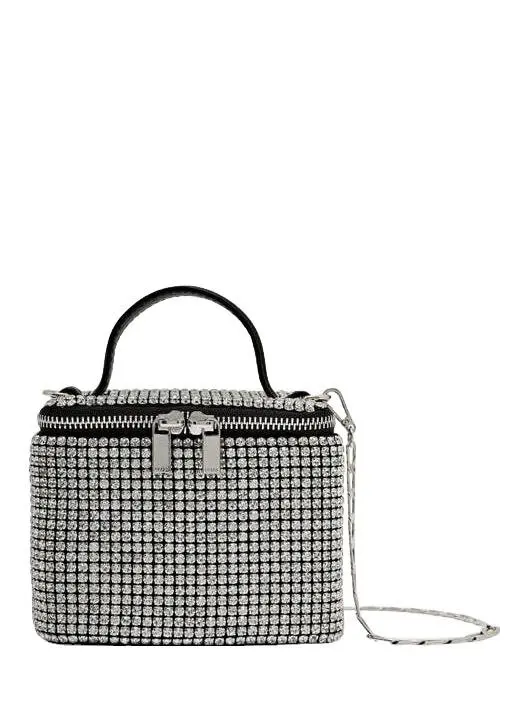 REISS Nova Crystal Embellished Box Clutch - Silver
