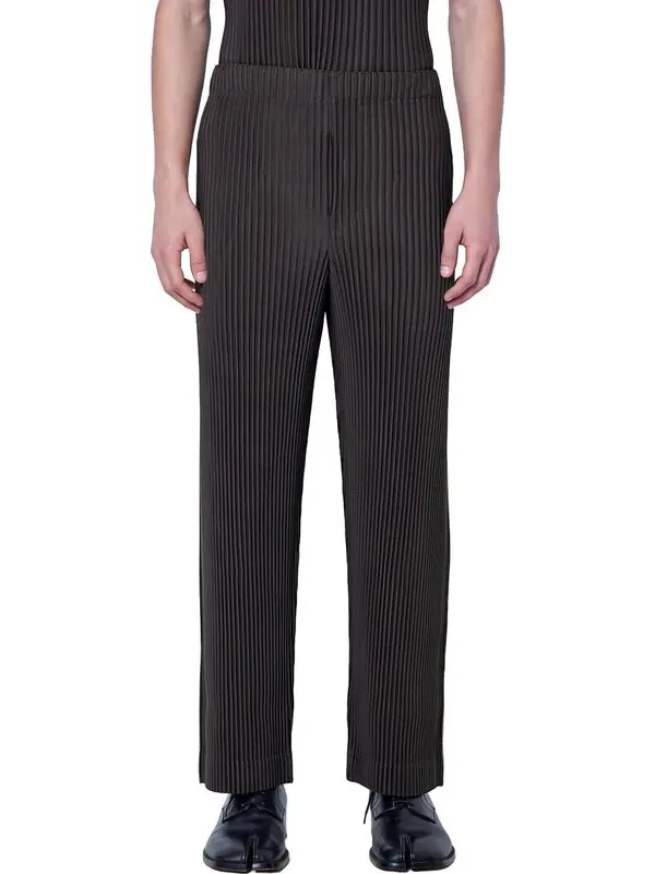 Issey Miyake Embroidery Stripes Pants - Brown