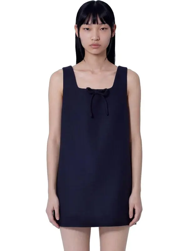 Miu Miu Sleeveless Mini Dress With Bow Detail - Navy