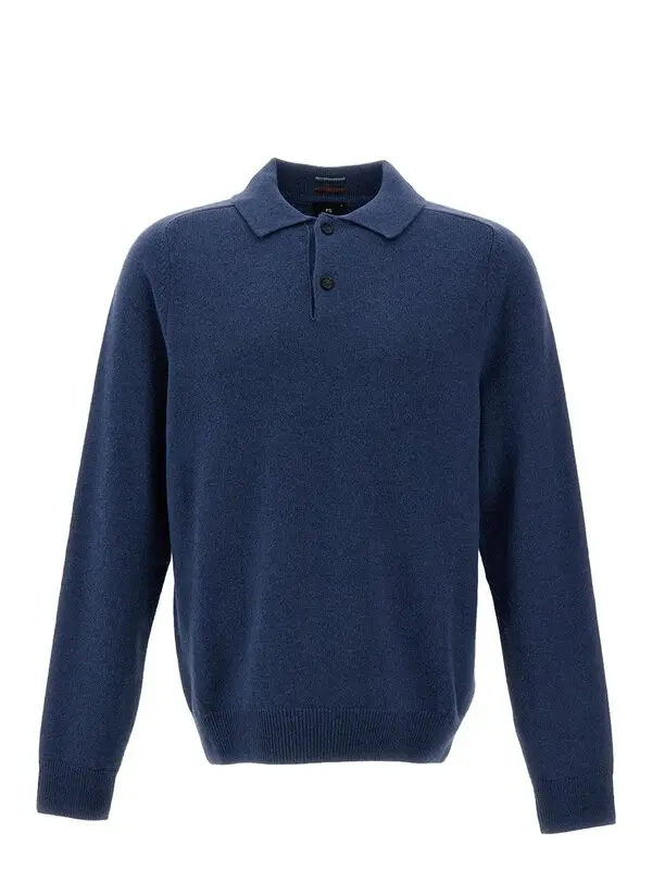 Paul Smith Polo In Lana A Maniche Lunghe - Blu