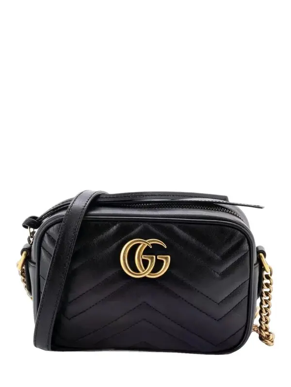 Gucci Gg Marmont Shoulder Bag Matelasse Leather Mini Crossbody Bag - Black
