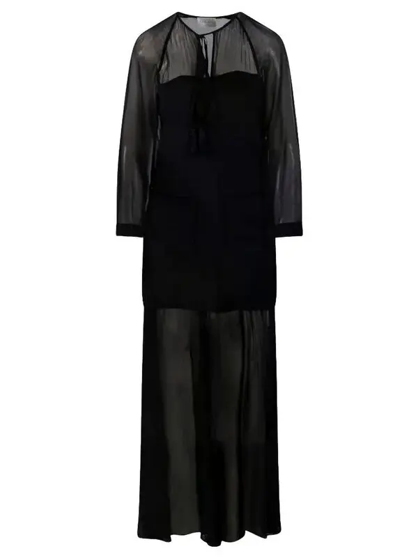 FORTE_FORTE Georgette Sheer-panelled Tasselled Maxi Dress - Black