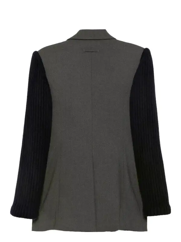 JEAN PAUL GAULTIER Double-breasted Ribbed-knit Sleeve Jacket - Green