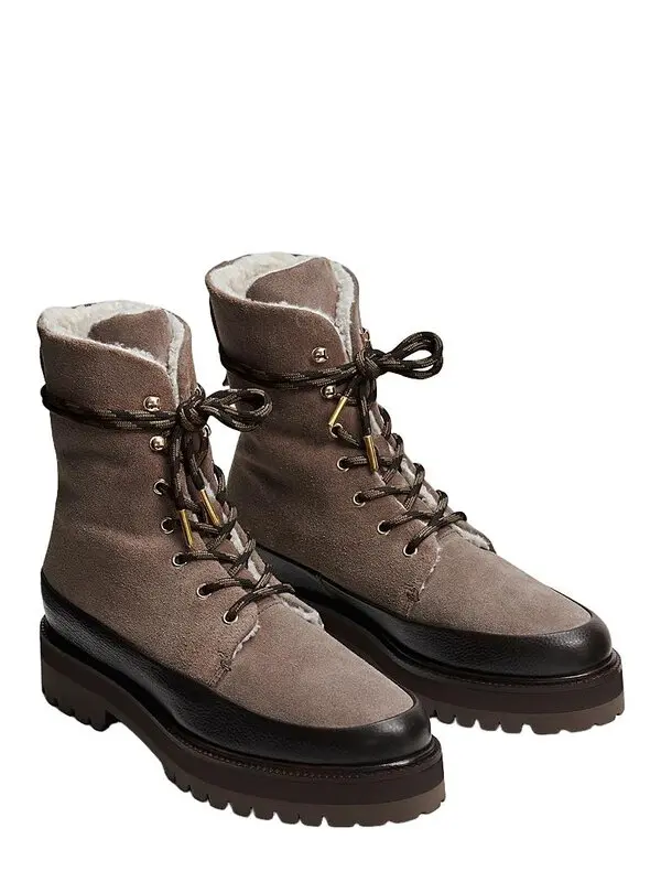 Varley Charente Fleece Lined Leather Lugged Sole Boots - Silver Lining