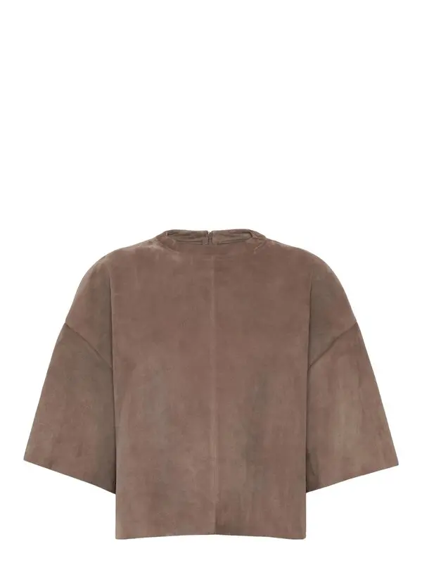 Max Mara Regular Fit Leather Blouse - Mud